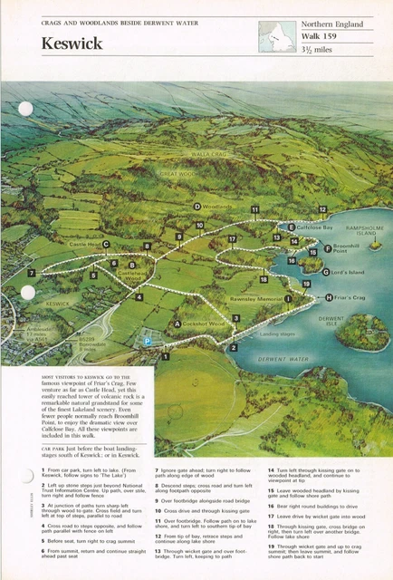 KESWICK CUMBRIA VINTAGE Walking Route & Map circa 1975 #159 £2.49 ...