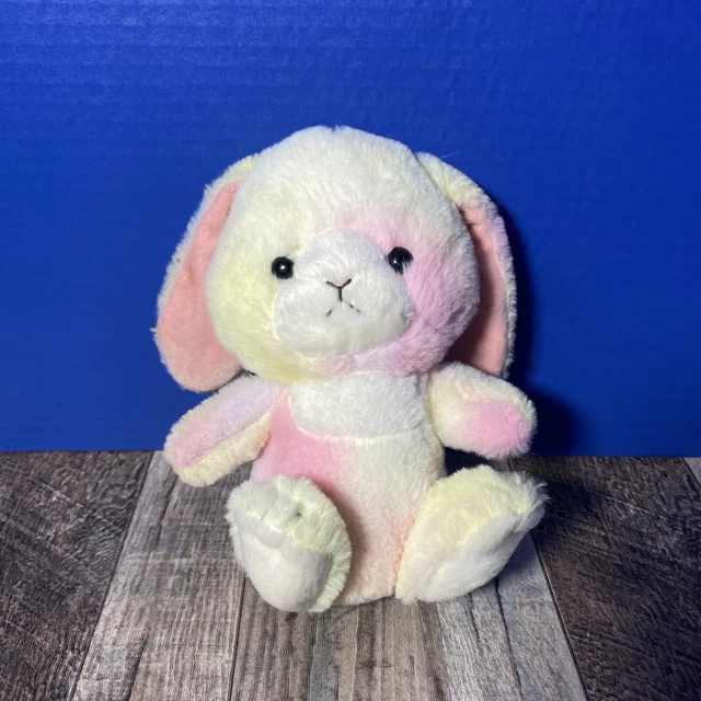 DAISO JAPAN PLUSH Bunny Rabbit Stuffed Animal Kawaii Yellow Pink Tie ...