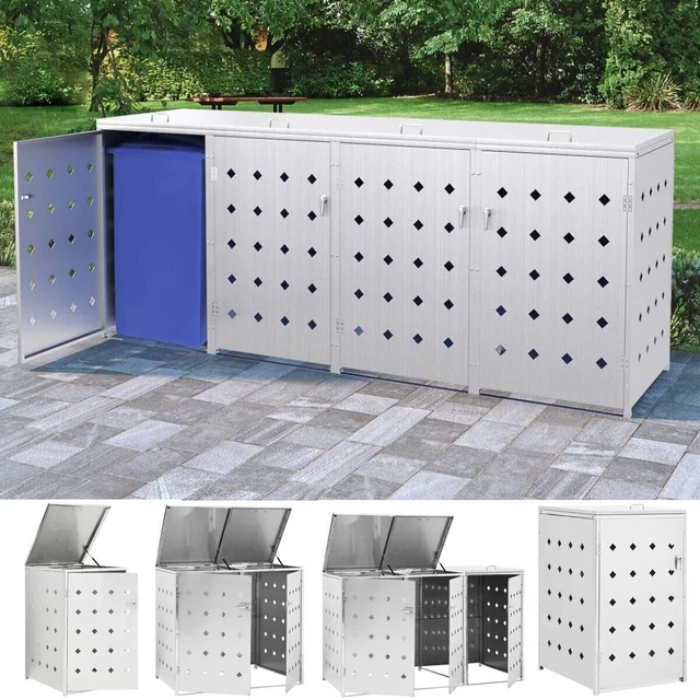 MÜLLTONNENBOX MÜLLBOX EDELSTAHL 1/2/3/4er Mülltonnenverkleidung für ...
