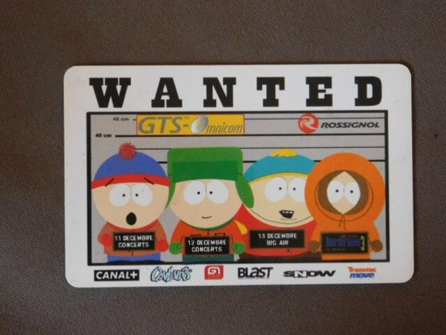 PREPAID KAART GEBRUIKT Frankrijk GTS - SOUTH PARK / opl 12000 EUR 1,00 ...
