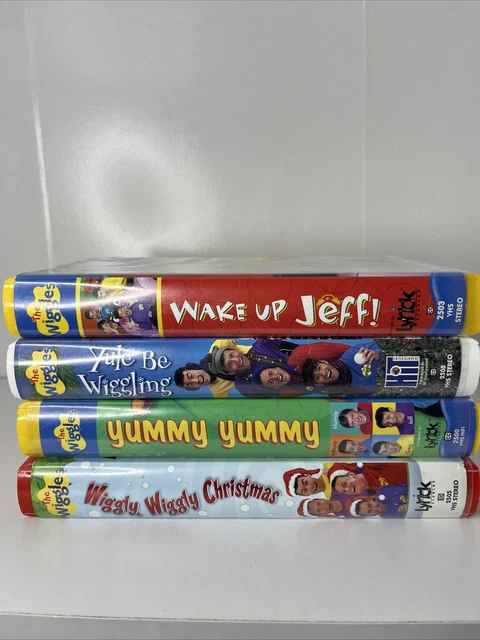 THE WIGGLES VHS Clamshell Lot Of 4 Wake Up Jeff Yummy Yule Be Wiggling ...
