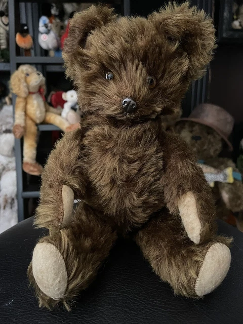 ANTIQUE MOHAIR BROWN Teddy bear 1930s KNICKERBOCKER metal Nose ALL ...