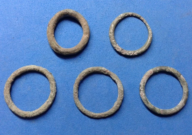LOT OF 5 Ancient Celtic Bronze Currency Rings, Proto-Money 5th-1st cent ...