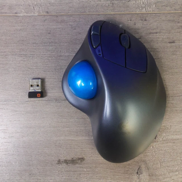 LOGITECH M570 WIRELESS Trackball Mouse W/ USB Receiver Dongle TESTED ...