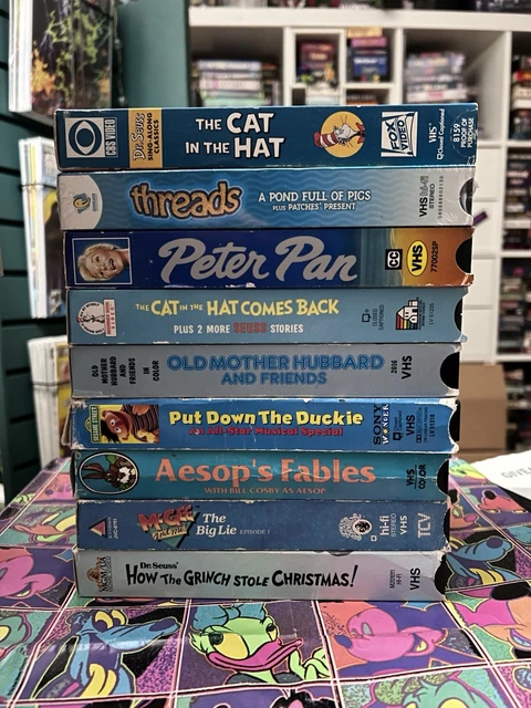 CARTOON ANIMATION VHS Tape Lot Bundle ALL BLUE STACK PLAY OR DISPLAY ...