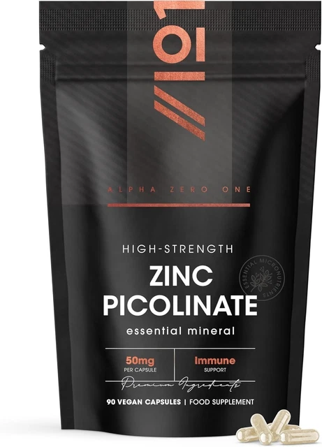 HIGH-BIOAVAILABILITY ZINC PICOLINATE 50mg - 90 Capsules - Immune ...