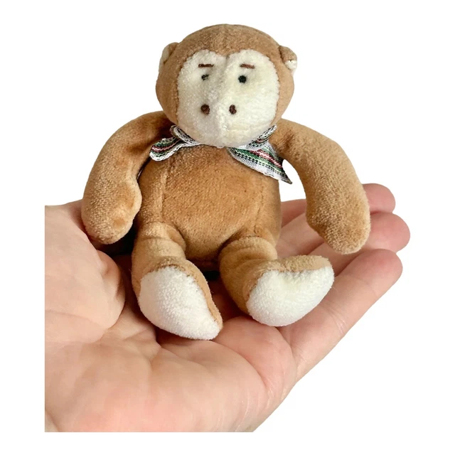 MANHATTAN TOY COMPANY Floppy Monkey Soft Toy Plush Tiny 4" Tartan Bow ...