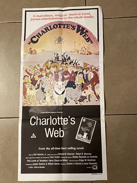 &CHARLOTTES WEB& ORIGINAL Australian Daybill Movie Poster Hanna Barbera ...