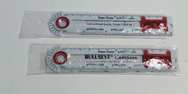 2 BULLSEYE COMPASS 4 In 1 Drawing Tool Compass Ruler Inch Centimeters ...