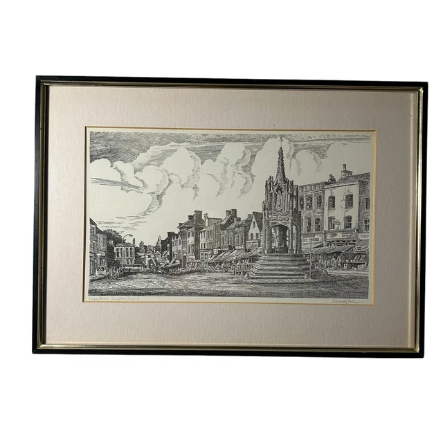 VINTAGE PEN AND Ink Drawing Leighton Buzzard High Street Edward Strange ...