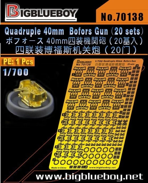 BIG BLUE BOY (70138) 1:700 Quadruple 40mm Bofors Gun Etched Parts (20 ...