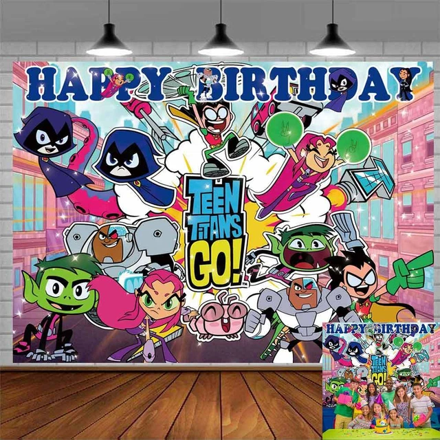 TEEN TITANS GO Birthday Backdrop Baby Shower Banner Vinyl Party ...