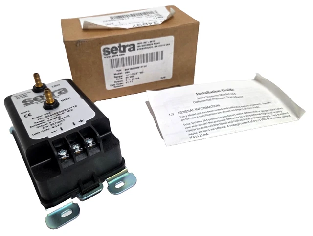 SETRA 264 DIFFERENTIAL Pressure Transducer 24VDC 4-20mA 2641025WB11T1C ...