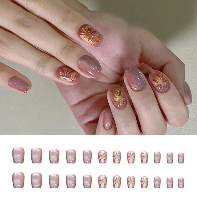 AURORA FAKE NIALS Short Ballerina Press on Nails False Nails Women ...