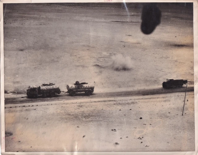 ORIGINAL PRESS PHOTO WW2 RAF Blenheims attack Axis fuel trucks Homs ...