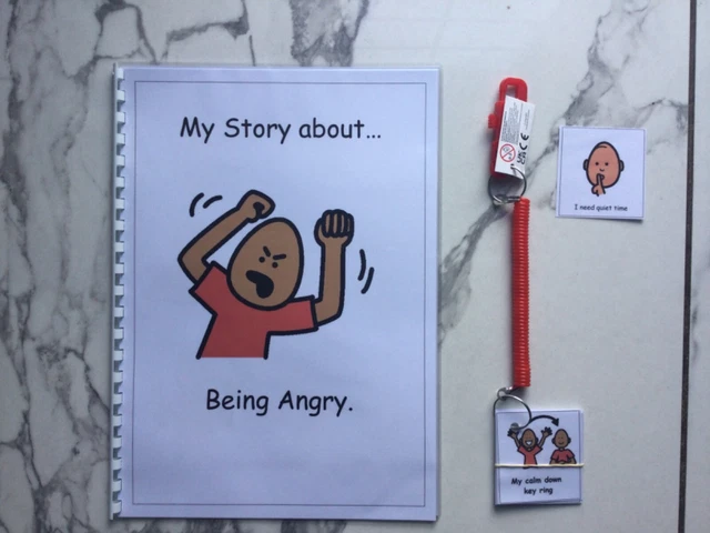 PECS/BOARDMAKER CALM DOWN Key Ring and Social Story for Autism/ASD/ADHD ...