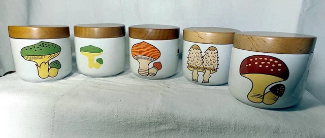 FREE JARS GALLARATE ceramic wells, wooden cap decor mushrooms new '70 £ ...