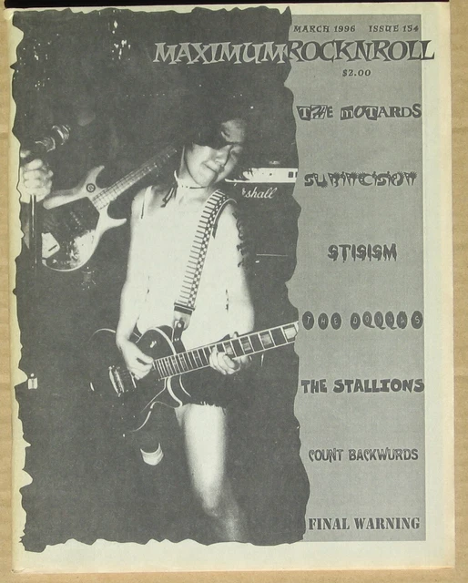Mrr Maximum Rocknroll Vintage Punk Rock Magazine March 1996 154