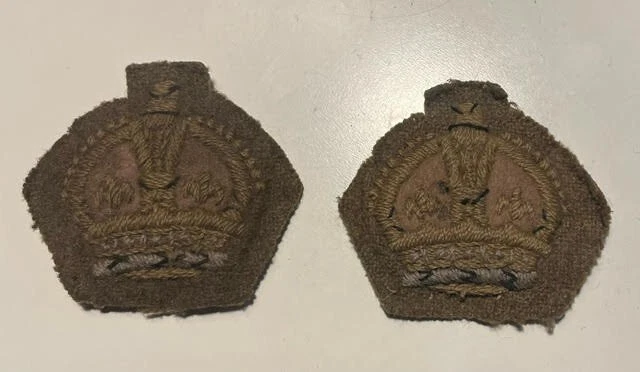 ORIGINAL WW2 PAIR of Warrant Officer Class 2 rank crowns cloth insignia/badges £9.99 - PicClick UK