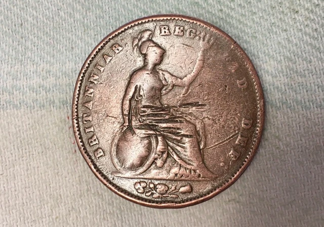 1855 VICTORIA U.K. One Penny Ornamental Trident. (101) $12.99 - PicClick AU