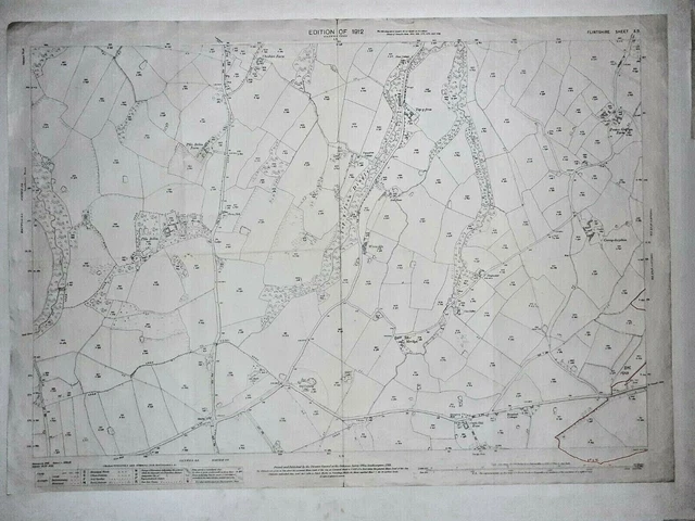 OLD ANTIQUE ORDNANCE Map 1912 Flintshire X.9 Northop Plas Bellin ...