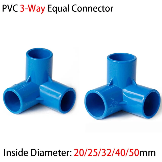 PVC 3-WAY BLUE Equal Connector Socket Pressure Pipe Fittings 20/25/32 ...