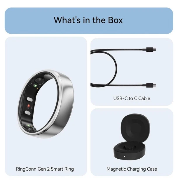 RINGCONN GEN 2 Air Ultra Thin AI Smart Ring Health tracker - Size 8 ...