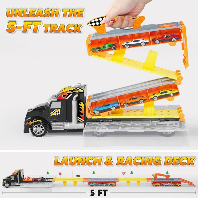 TOY TRUCK FOR Kids,5-Ft Race Track and 12 Die-Cast Metal Toy Cars ...
