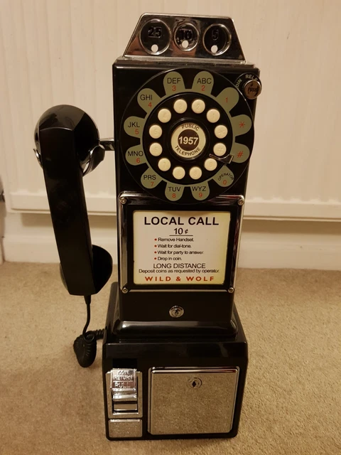 WILD & WOLF 1950's American Telephone Retro Mounted Vintage Diner Phone ...