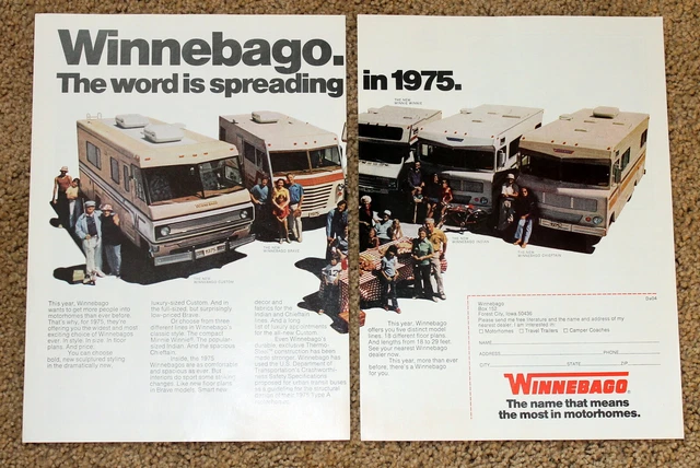 WINNEBAGO MOTORHOMES 1975 Magazine Print Ads 11 x 16 $9.97 - PicClick CA