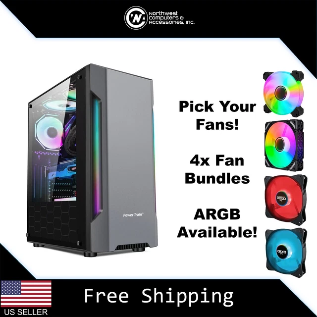 Pc Gaming Computer Mid Tower Case With 4 Fans Atxmatx Itx Tempered Glass Eur 5217