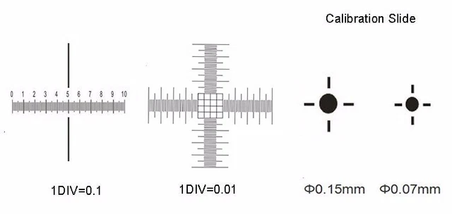 MICROSCOPE STAGE MICROMETER Calibration Slide Cross Dot 0.01MM with 4 ...