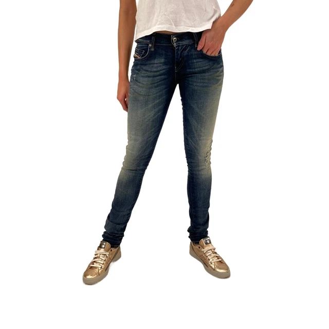 DIESEL JEANS GRUPEE 0838T bleu mince étirable en détresse RRP190 EUR 29 ...