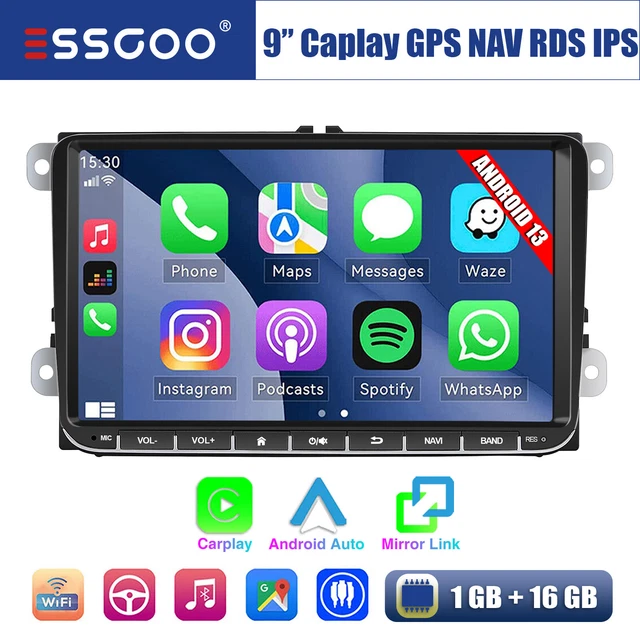 9& AUTORADIO STEREO Carplay Android 13 RDS GPS Navi Per VW GOLF 5 6 ...