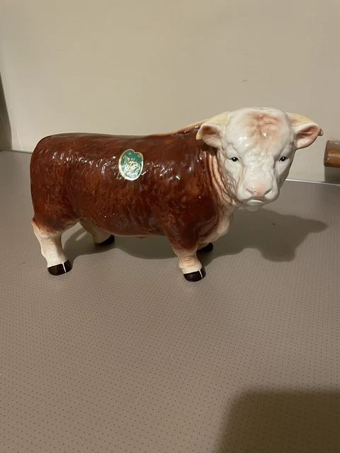 VINTAGE LARGE CERAMIC Melba Ware English Hereford Bull Butchers Shop ...