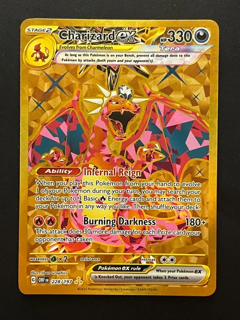 POKÉMON TCG CHARIZARD ex SV03: Obsidian Flames 228/197 Holo Gold Hyper ...