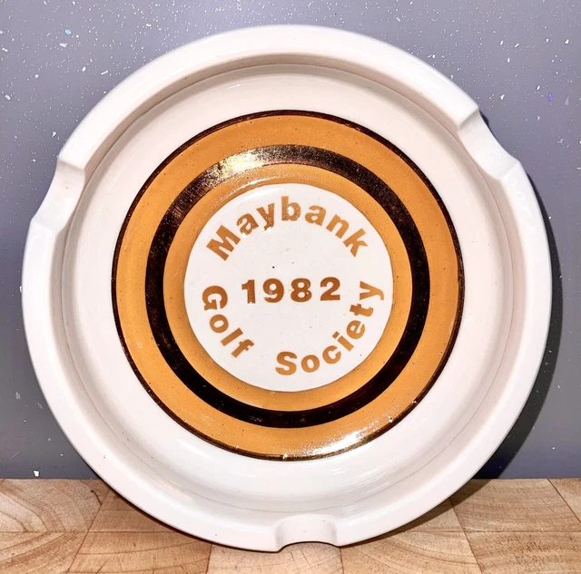 VTG 1982 MAYBANK Golf Society Rumney Pottery AshTray Smoking Gift Pub ...