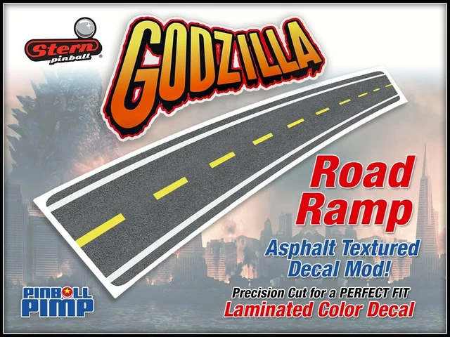 STERN GODZILLA PINBALL "ASPHALT ROAD" Custom Ramp Decal Mod - A MUST ...