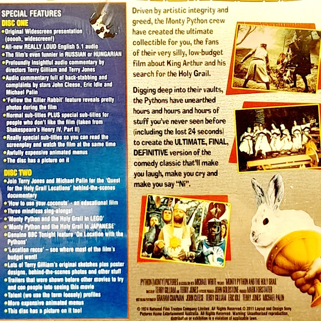 MONTY PYTHON AND the Holy Grail (1975) DVD Steel Slipcase 2 Disc Set ...