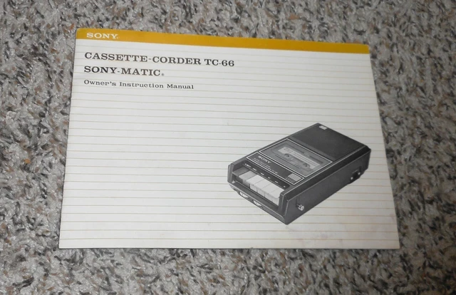 VTG SONY CASSETTE Recorder Tc-66 Sony-matic Owner's Instruction Manual ...