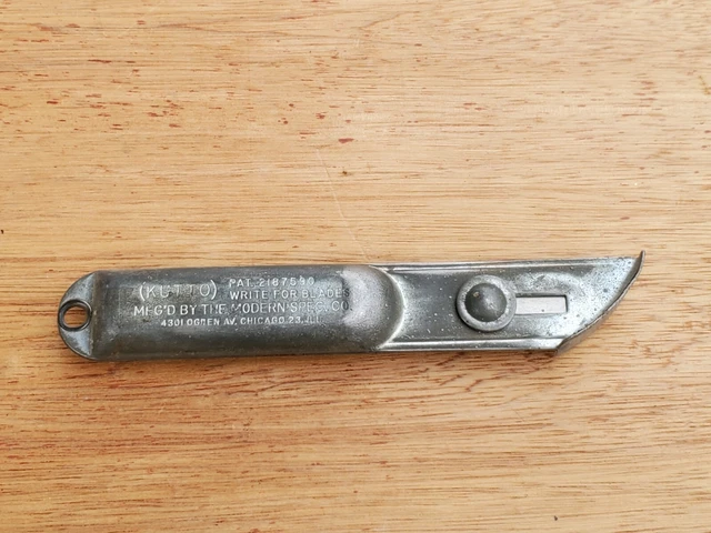 VINTAGE KUTTO BOX Cutter Utility Razor Knife USA W/Blades Tested E2 $11 ...