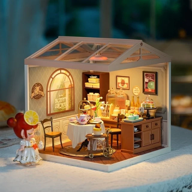 ROLIFE DIY MINIATURE House Kit Warm Dining Room Dollhouse Building Set ...