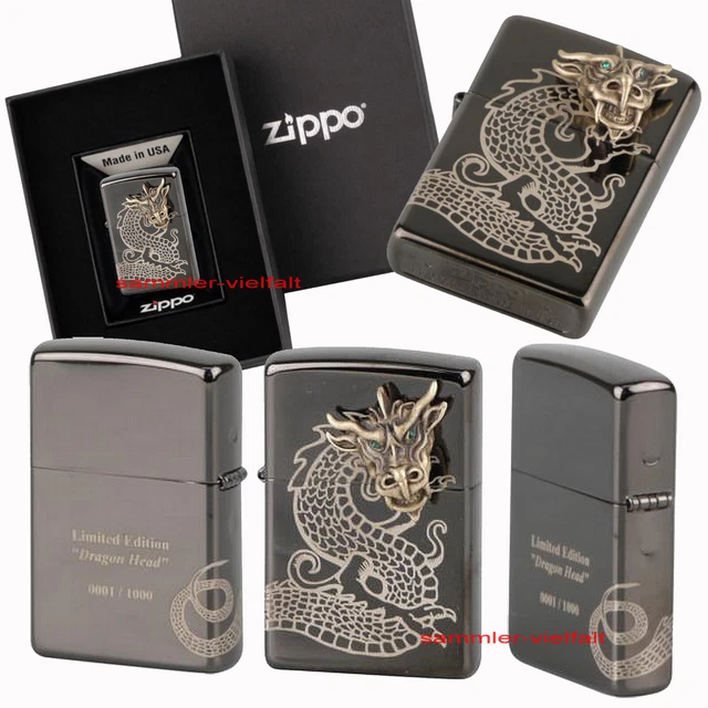 ZIPPO DRAGON HEAD 3D Limited Edition 524/1000 Drachen Emblem und Gravur NEU OVP EUR 219,95 ...