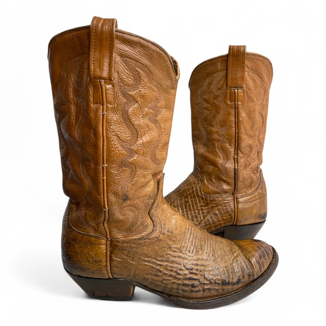 DAN POST BOOTS Vintage Exotic Leather Western Cowboy Embroidered Men's ...