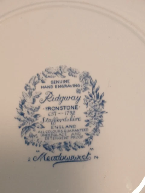 6 X RIDGWAY Ironstone "Meadowsweet" 25cm Plates. Good Condition. Pre ...
