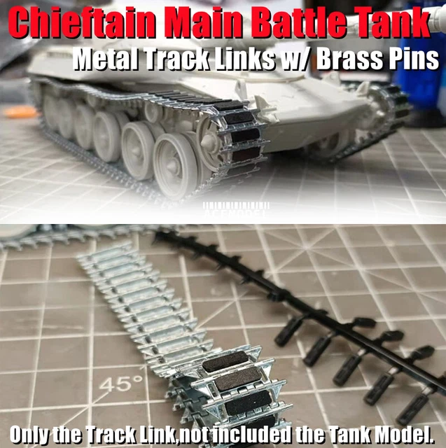 1/35 CHIEFTAIN MAIN Battle Tank Metal Track Links w/Metal Pins Assemble ...
