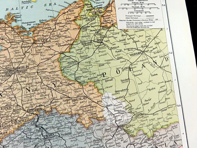 RAILWAY MAP OF Europe European Rail Network Routes Post WW1 Antique ...