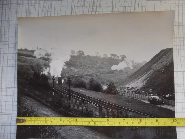 STEAM LOCOMOTIVE BLACK & White photo Loco Number 3813 approaches Brymbo ...