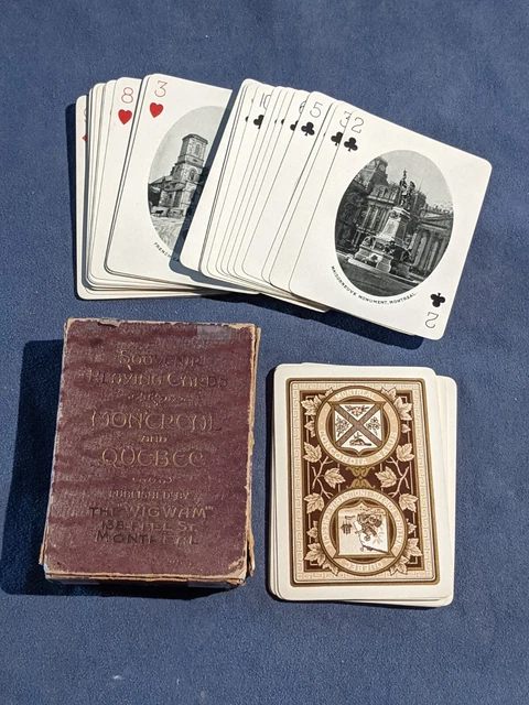 ANTIQUE WIGWAM MONTREAL QUEBEC PLAYING CARDS COMPLETE 52 No Jokers $50. ...