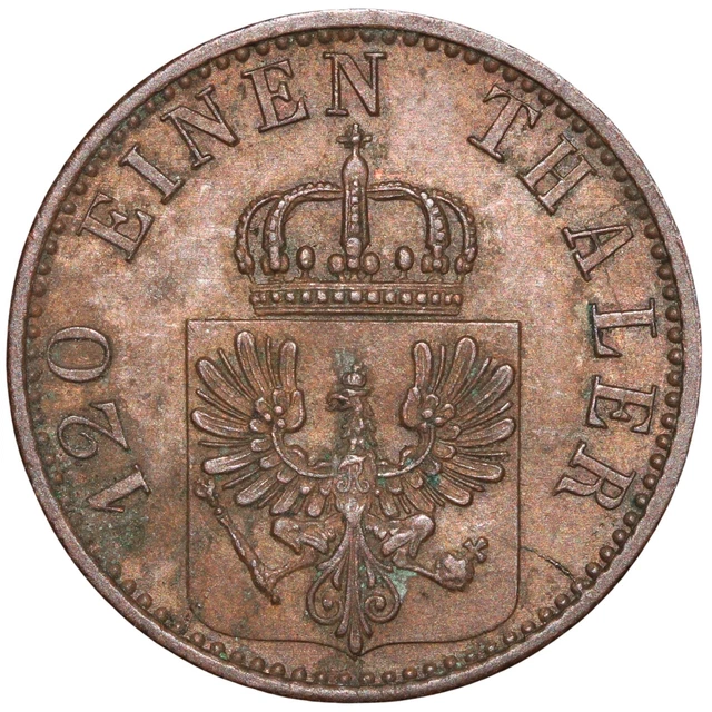 1868 A GERMAN States Prussia 3 Pfennigs Coin – Berlin Mint – Copper £5. ...